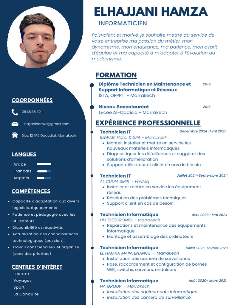 CV Technicien Informatique Élaboré | PDF | Informatique | Informatique