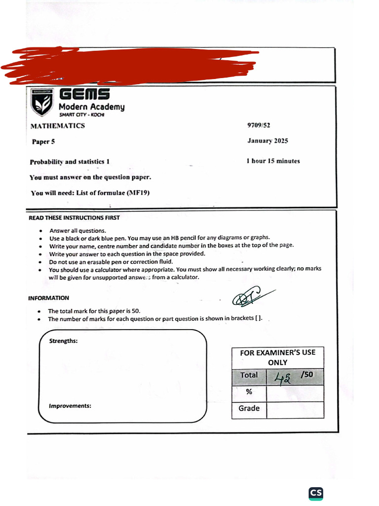 Maths Probability Paper 45 Out of 50-2 | PDF
