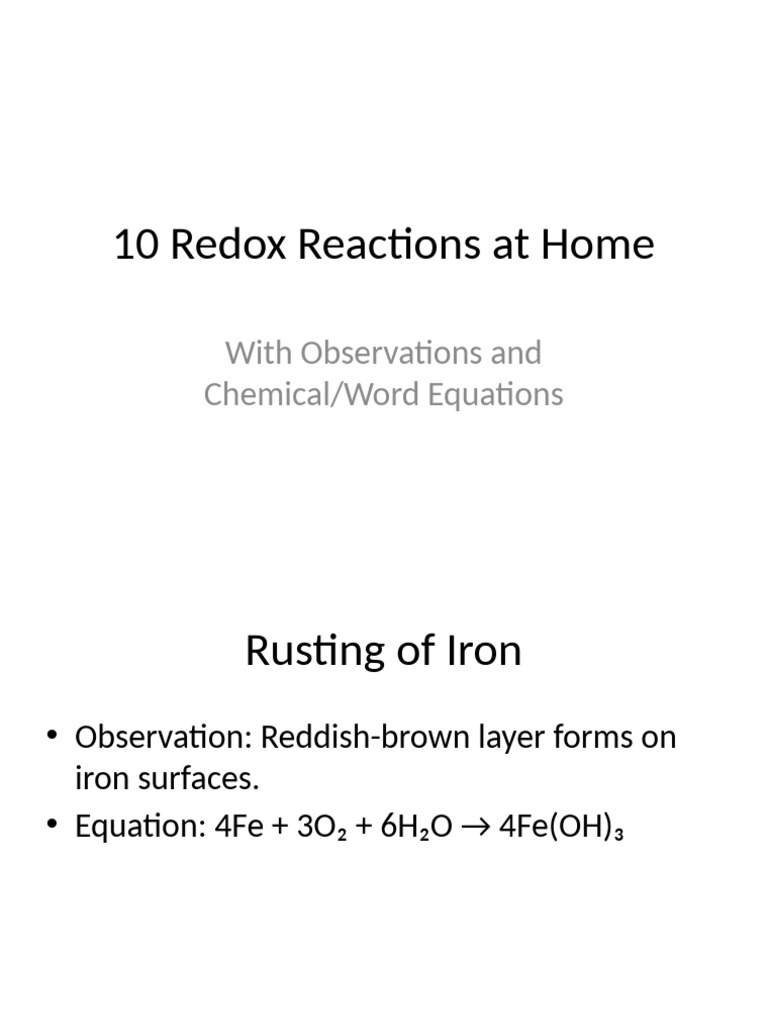 Redox Reactions at Home | PDF