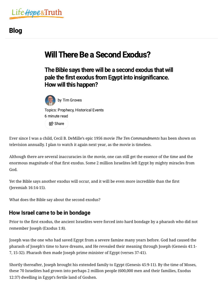 Will There Be A Second Exodus | PDF | Book Of Exodus | Moses