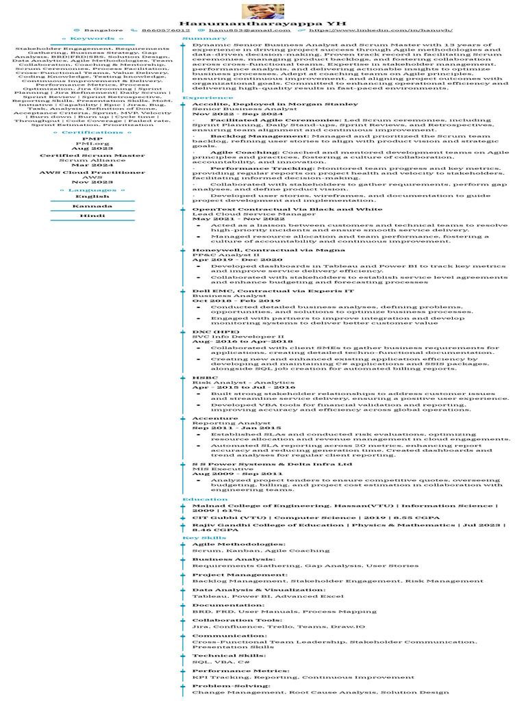 Solution Architect Cum Product Owner - Hanumanth | PDF | Scrum ...