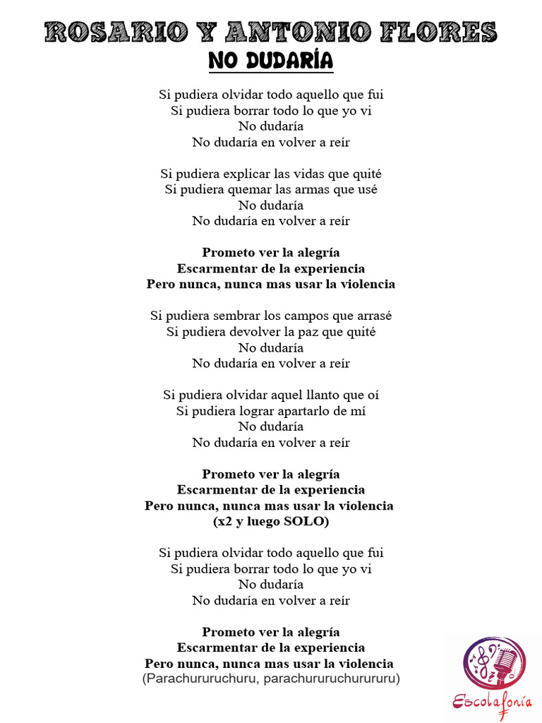 Letra de "No Dudaría" | PDF