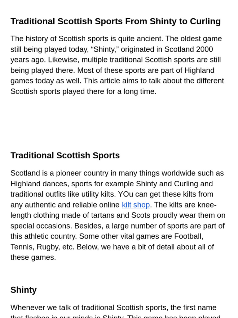 Traditional Sports of Scotland: Shinty & More | PDF | Scotland | Sports