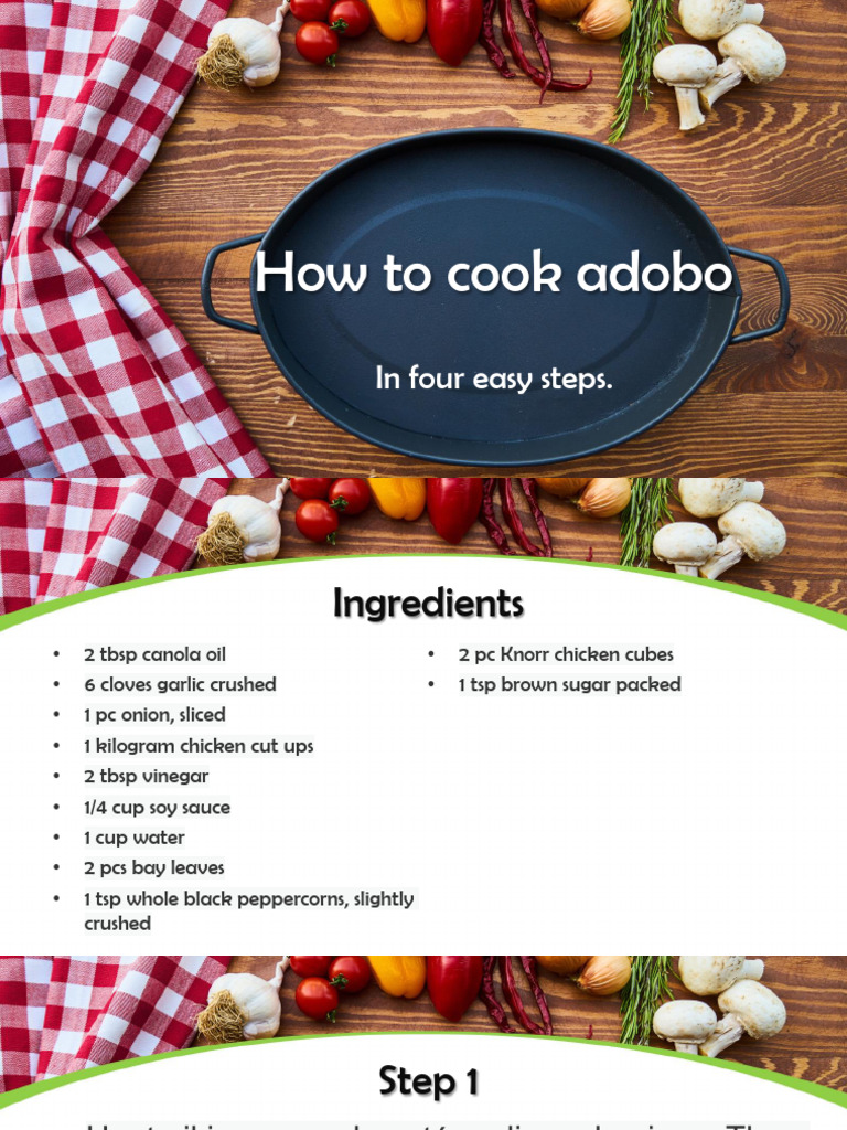 Step-by-Step Adobo Cooking Guide | PDF