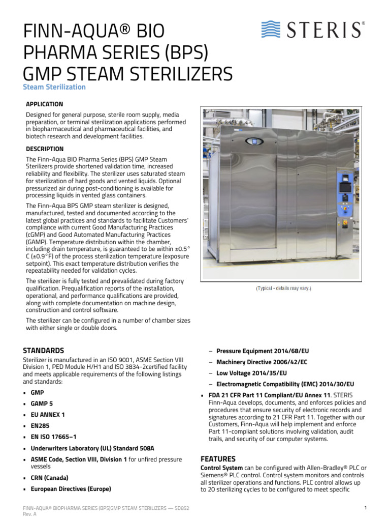 Finn-Aqua BPS GMP Steam Sterilizers | PDF | Sterilization (Microbiology ...