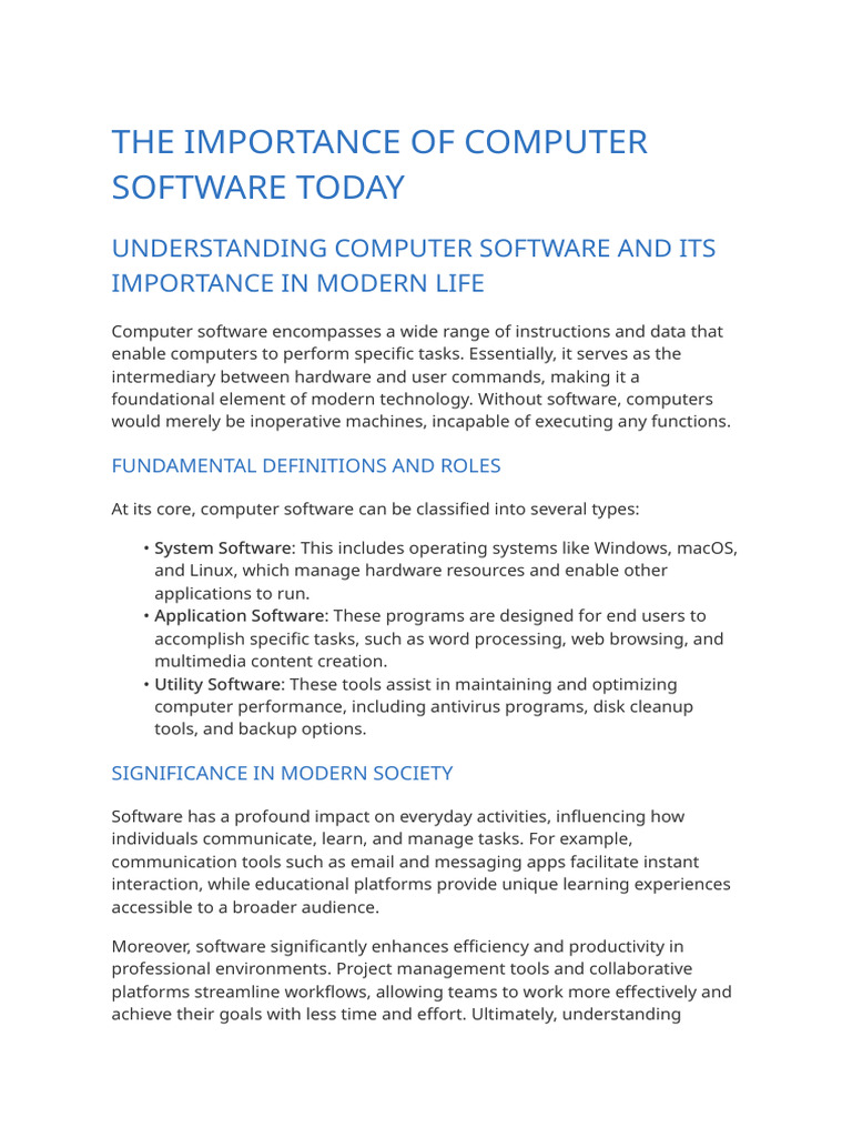 The Importance of Computer Software Today | PDF | Operating System ...