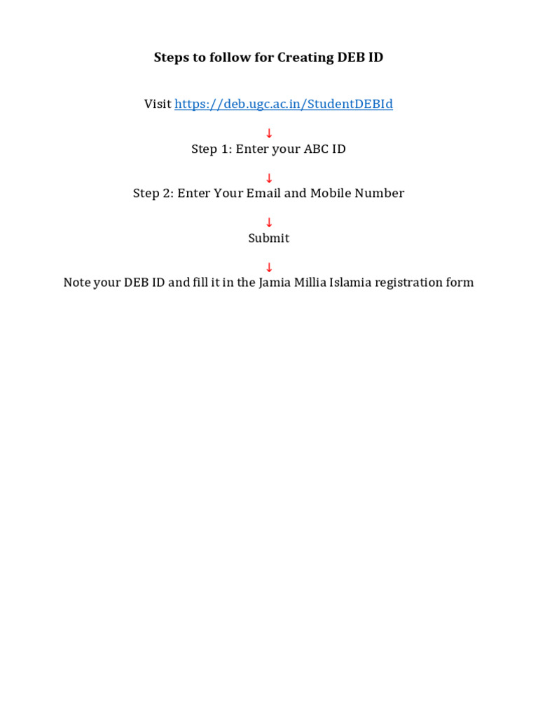 Steps To Follow For Creating DEB ID | PDF