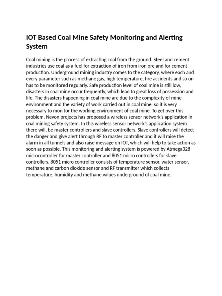 IoT Coal Mine Safety Monitoring System | PDF