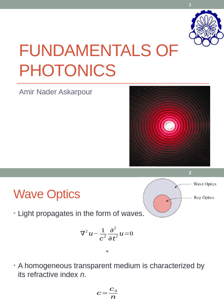 Ch02 - Wave Optics v2 | PDF | Diffraction | Waves