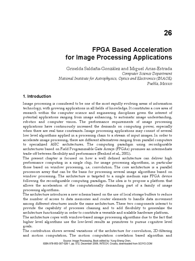 InTech-Fpga Based Acceleration For Image Processing Applications | PDF