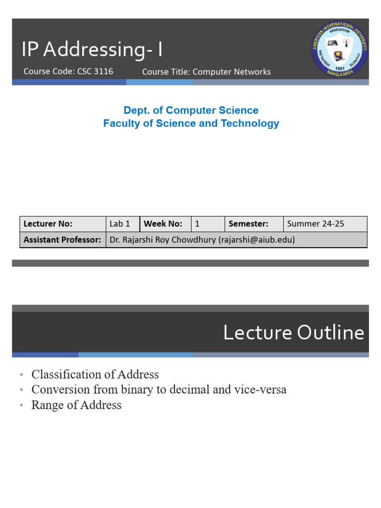CN Lab 1 IP Addressing Sum24 25 | PDF | Computer Network | Network Interface Controller