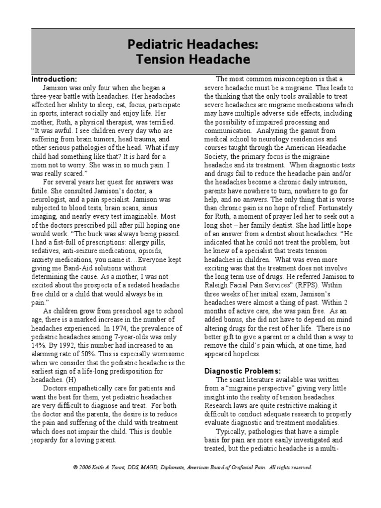 Pediatric Headaches | Headache | Migraine