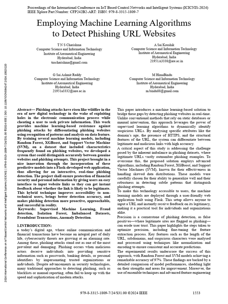 Machine Learning for Phishing Detection | PDF | Support Vector Machine ...