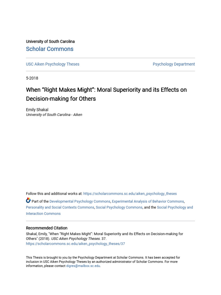 When - Right Makes Might - Moral Superiority and Its Effects On D | PDF ...