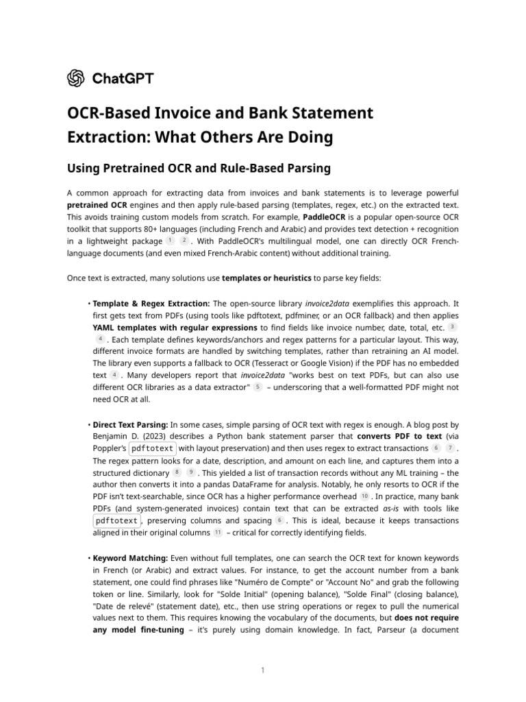 OCR Techniques for Invoice and Bank Data | PDF | Optical Character ...