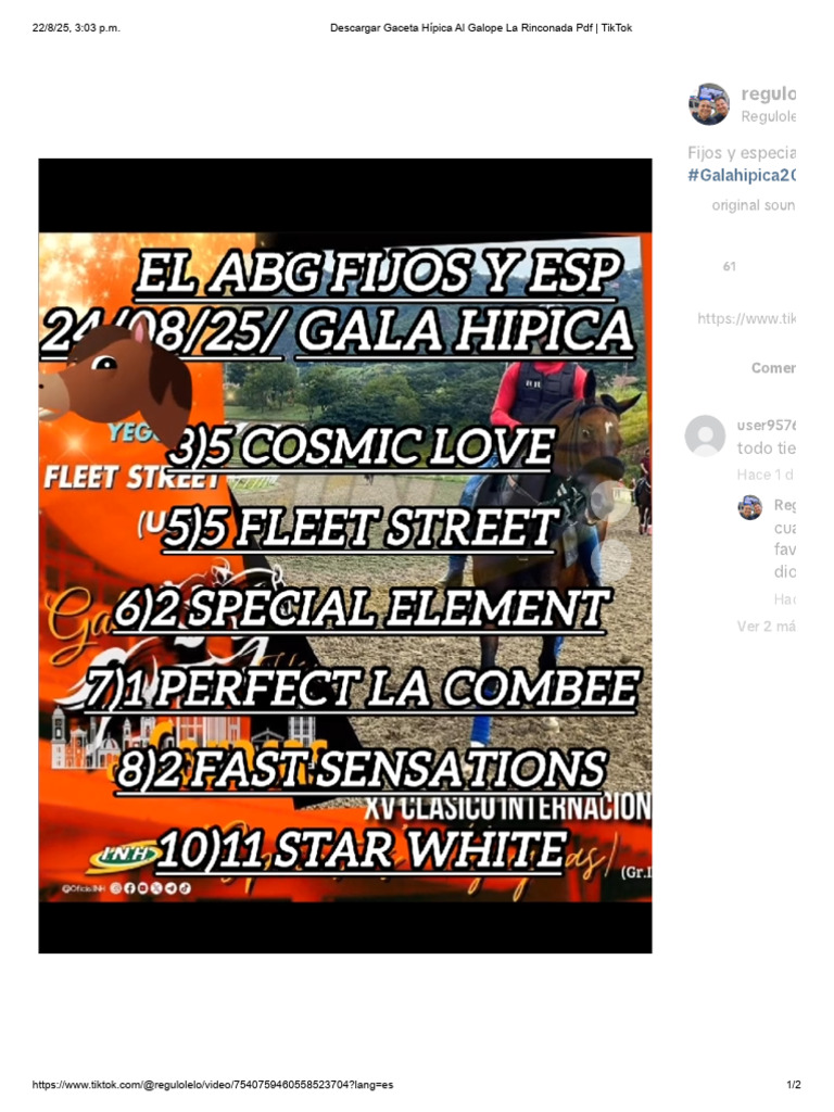 Descargar Gaceta Hípica Al Galope La Rinconada PDF: Buscar para Ti Explorar Siguiendo Live ...