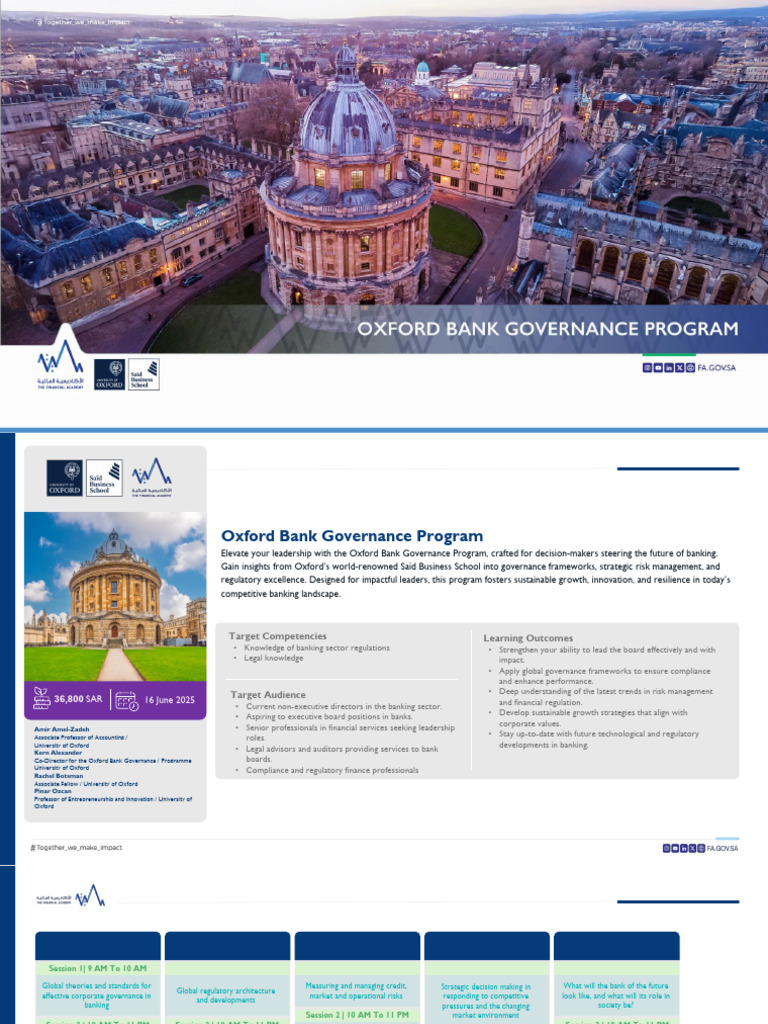 Oxford Bank Governance Program 2025 | PDF | Governance | Banks