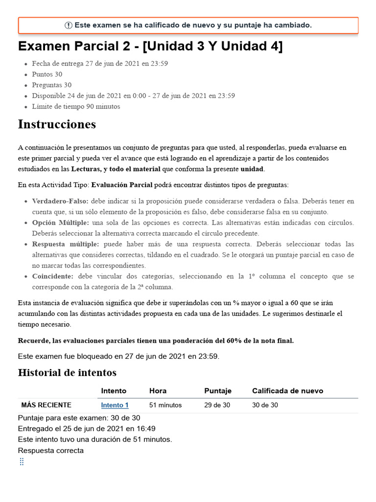 Examen Parcial 2 - (Unidad 3 Y Unidad 4) - MATEMATICAS I | PDF ...