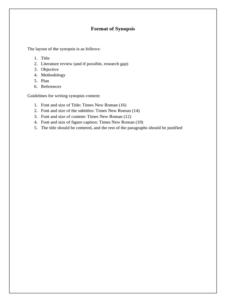 Format of Synopsis | PDF