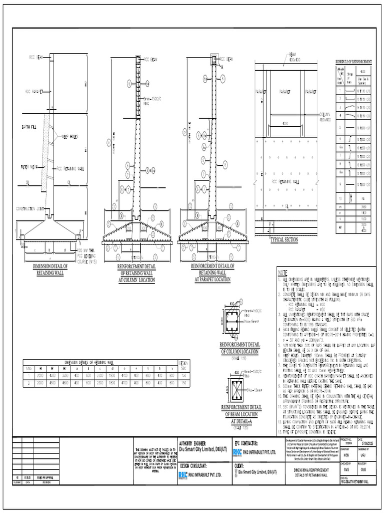 RKC Diu STR Retaining Wall r0 07082025 | PDF