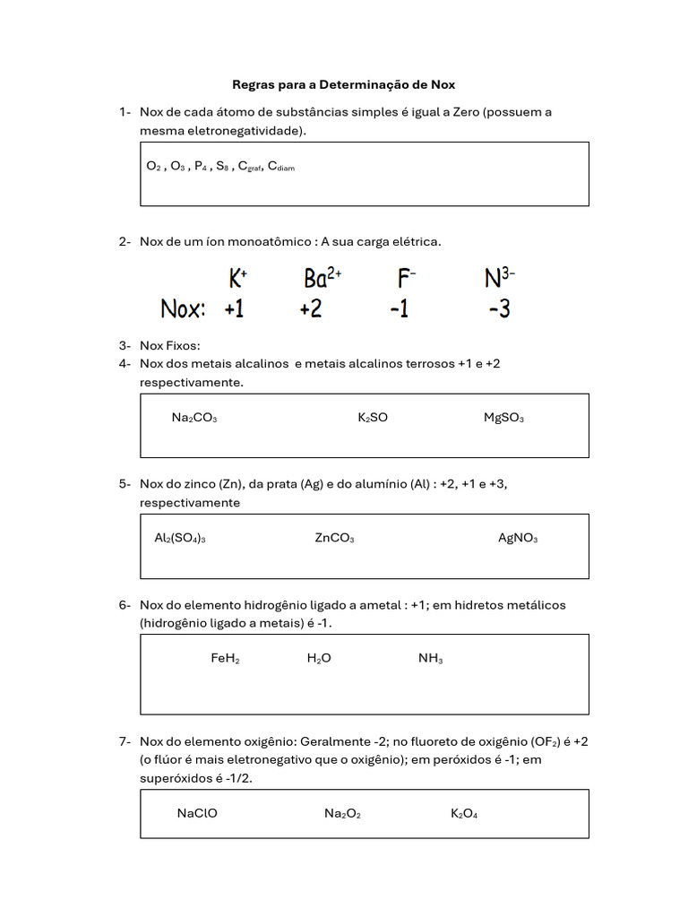 Regras de Nox e Fixos em Química | PDF