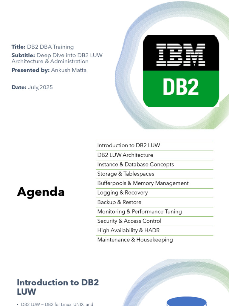 DB2 DBA Training Overview | PDF | Ibm Db2 | Databases