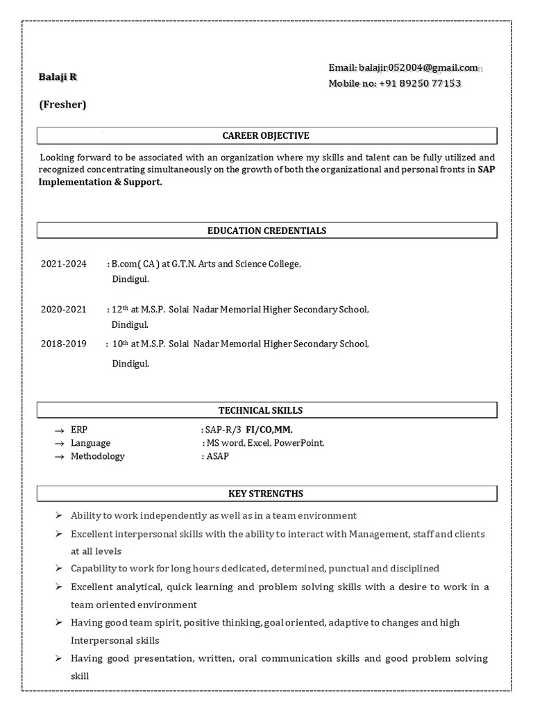 Balaji's Resume | PDF