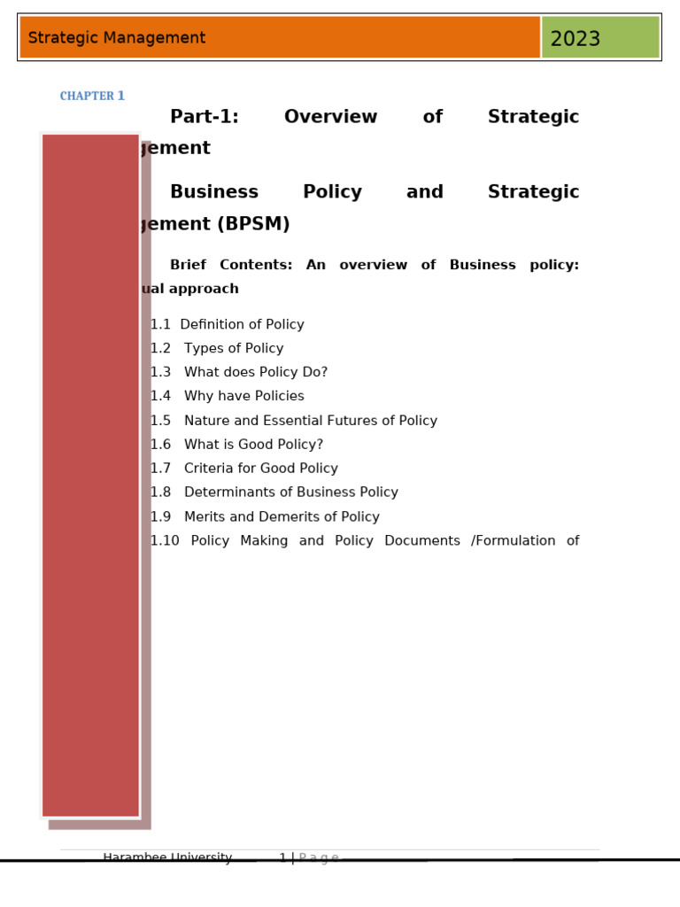 Strategic Management | PDF | Strategic Management | Policy