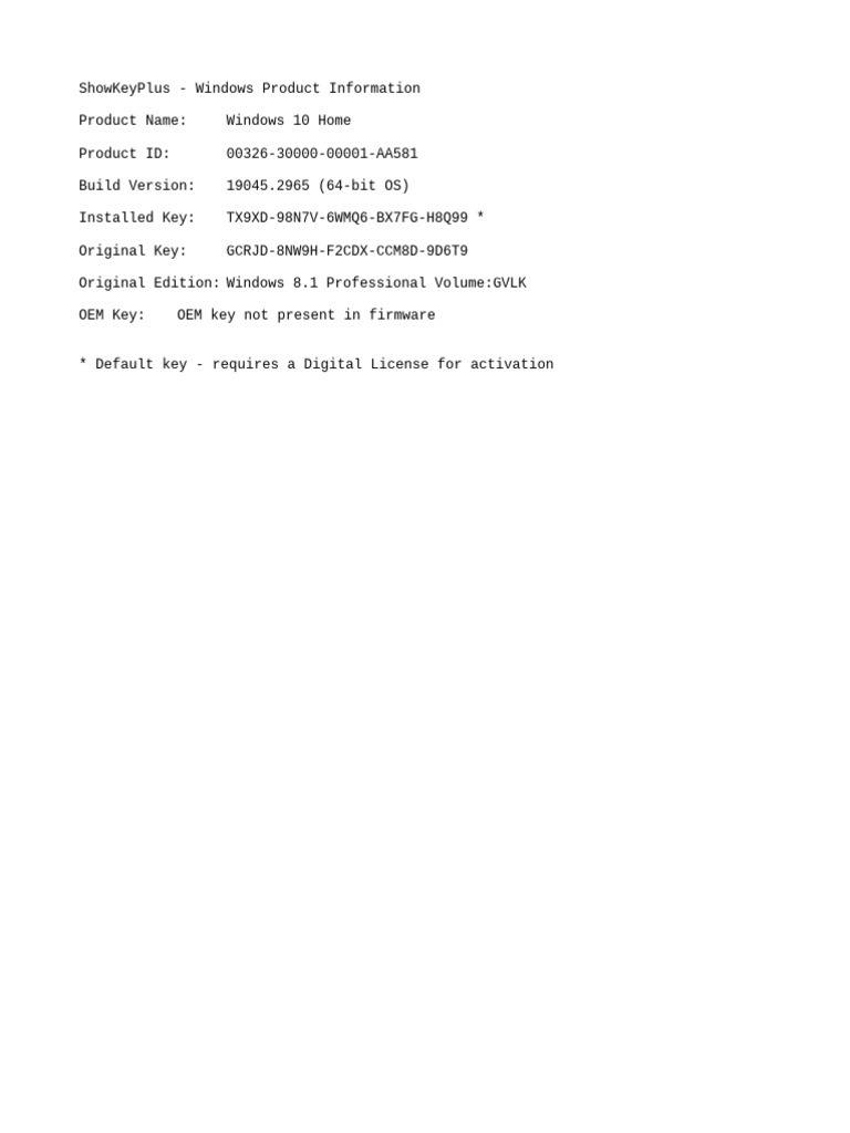 Windows 10 Home Product Key Info | PDF