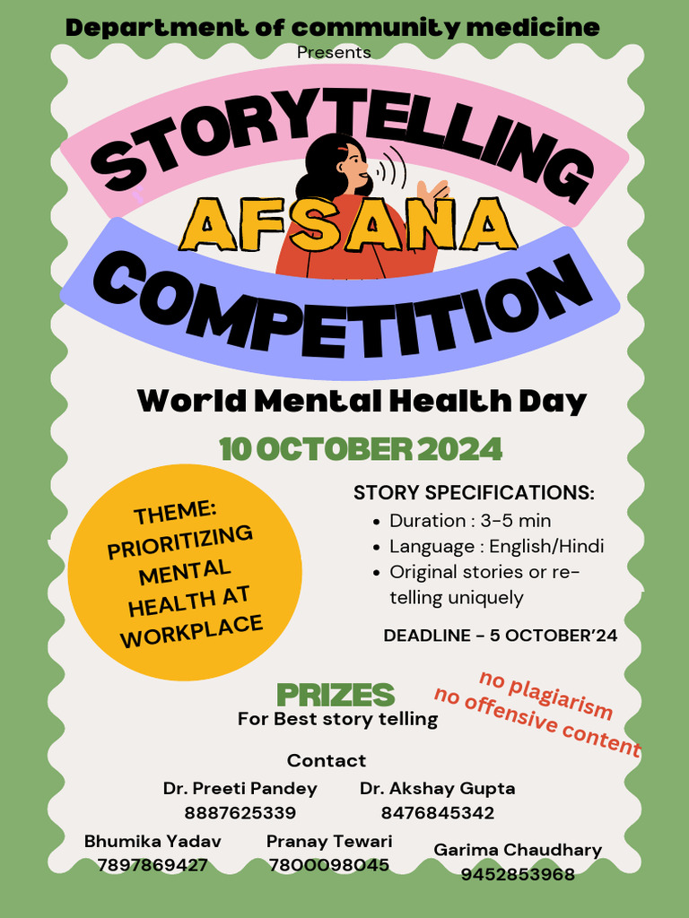 Green Bold Illustrative Storytelling Competition Poster | PDF