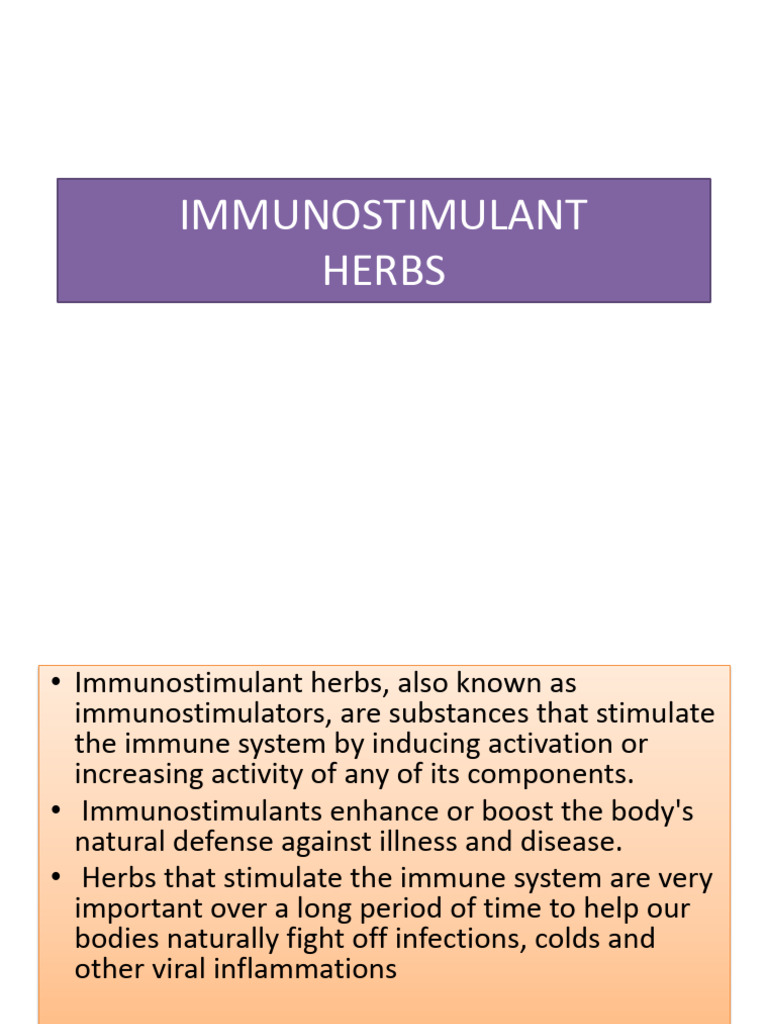Immunostimulant Herbs Overview | PDF