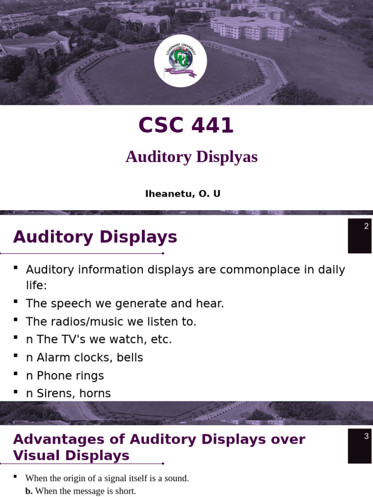 Advantages of Auditory Displays | PDF | Sound | Somatosensory System