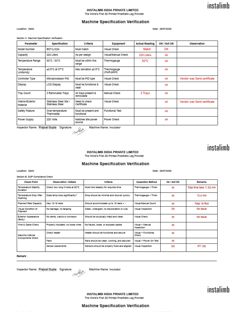 Machine Specification Verification Report | PDF | Verification And Validation | Mechanical ...