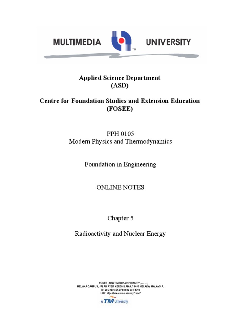 Notes - Radioactivity and Nuclear Energy | PDF | Radioactive Decay ...