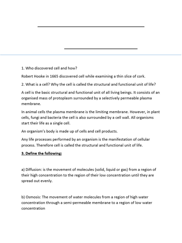 Class 9 Biology Notes | PDF | Endoplasmic Reticulum | Cell (Biology)