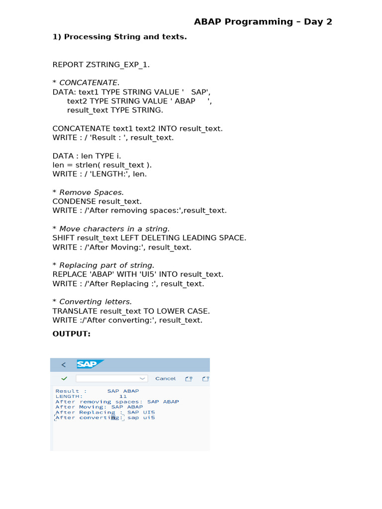 Data Dictionary and ABAP - Day 2 | PDF | Data Type | String (Computer Science)