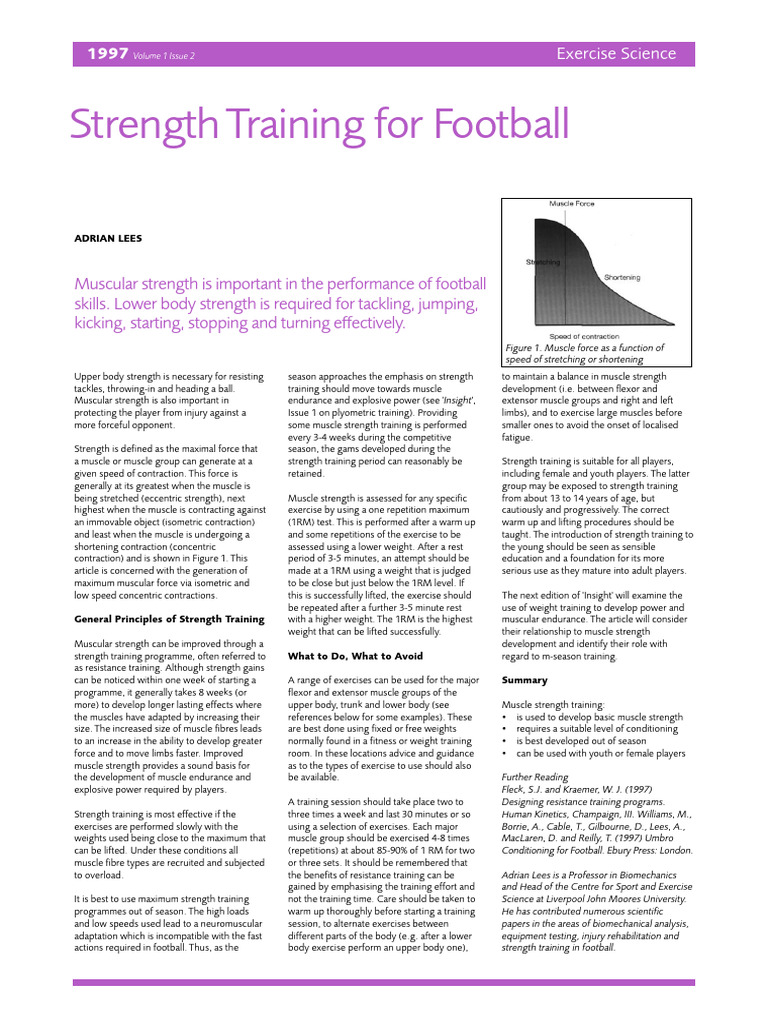 Lees 1997 Strength Training For Football | PDF | Strength Training ...