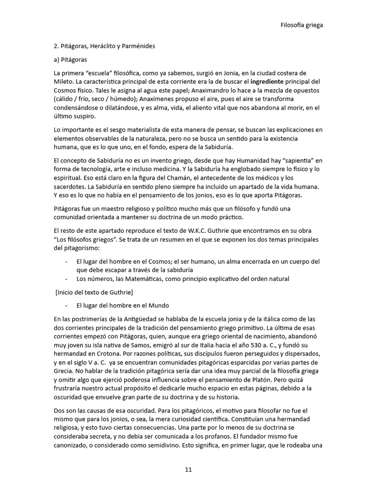 Pitágoras y el Cosmos en la Filosofía Griega | PDF | Pitágoras ...