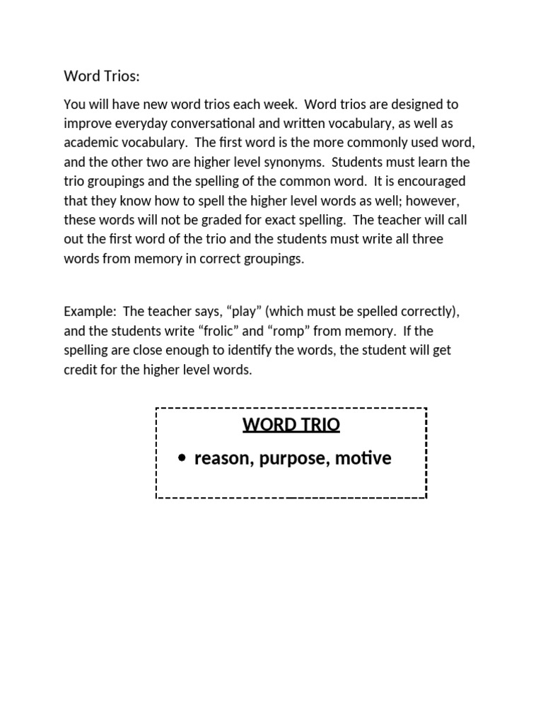 Word Trios | PDF