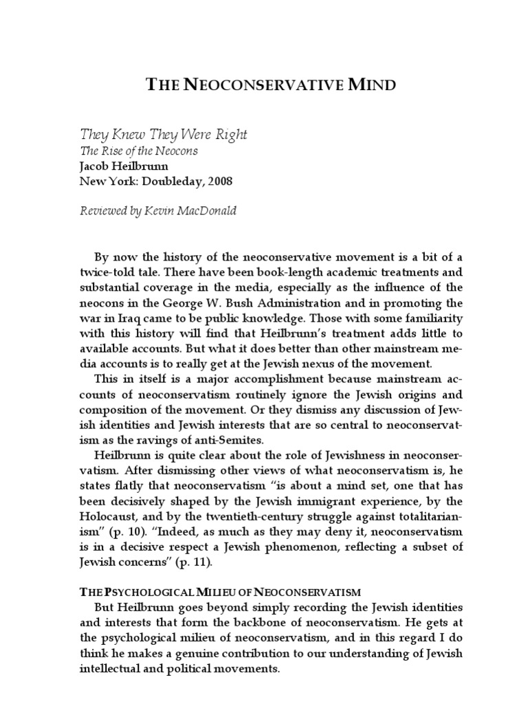 Jews N The Neo Cons-Heilbrunn & Mcdonald | PDF | Neoconservatism ...