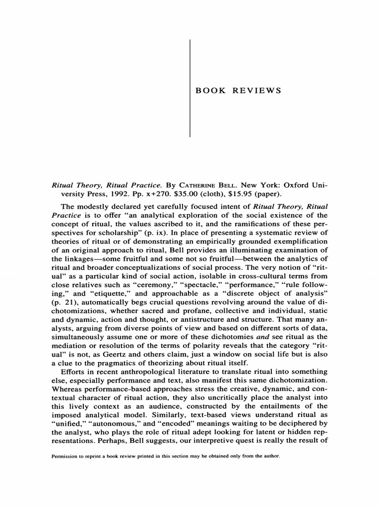 Ritual Theory, Ritual Practice. by CATHERINE BEL | PDF | Rituals ...