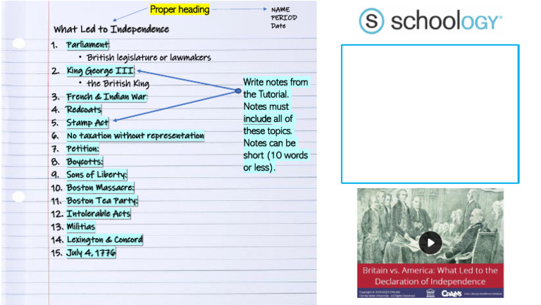 Tutorial - Notes .What Led To The Declaration of Independence | PDF