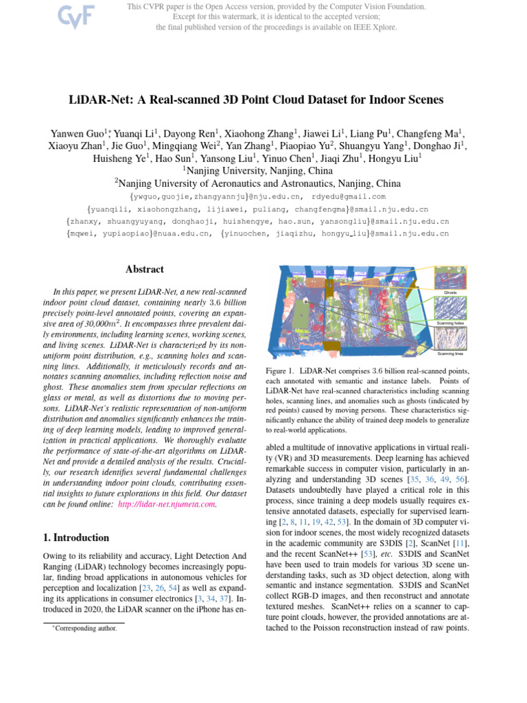 Guo LiDAR-Net A Real-Scanned 3D Point Cloud Dataset For Indoor Scenes CVPR 2024 Paper | PDF ...