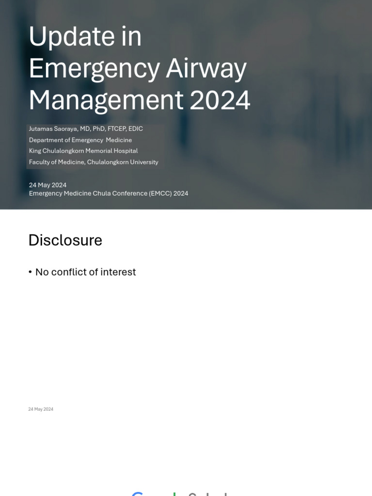 Update in Emergency Airway Management 2024 Handout | PDF