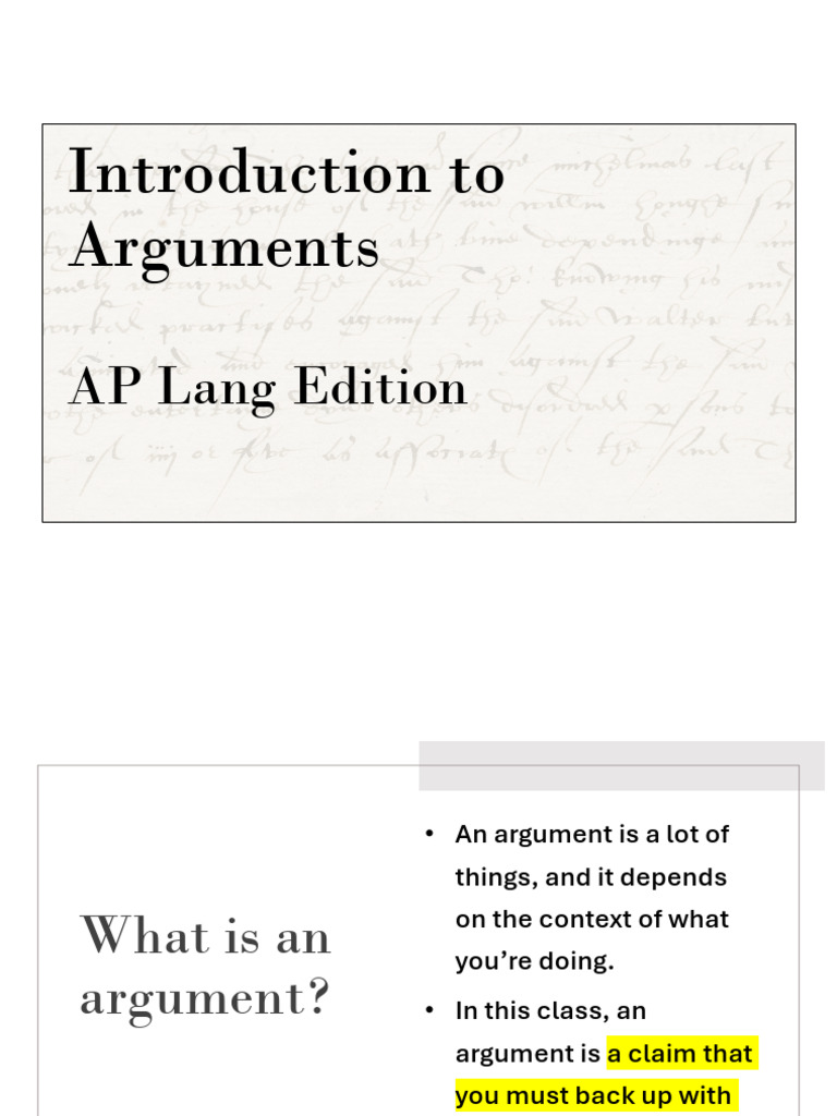 Intro To Arguments & Intro To Formalism - AP Lang | PDF | Argument