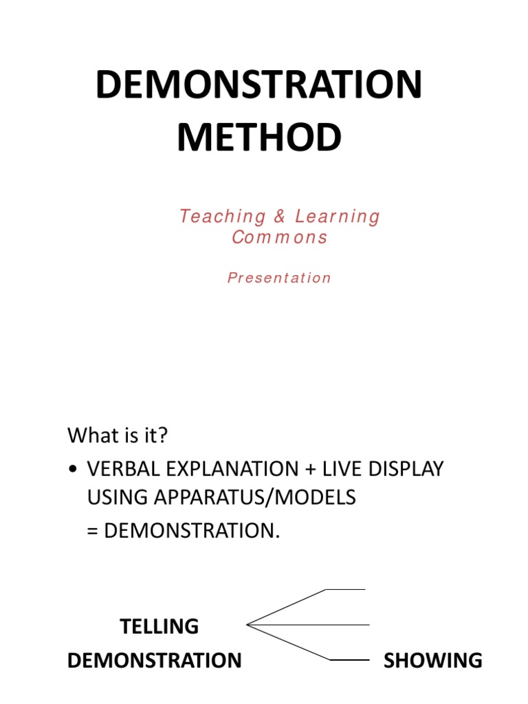 Demonstration Method: Teaching & Learning Commons | PDF