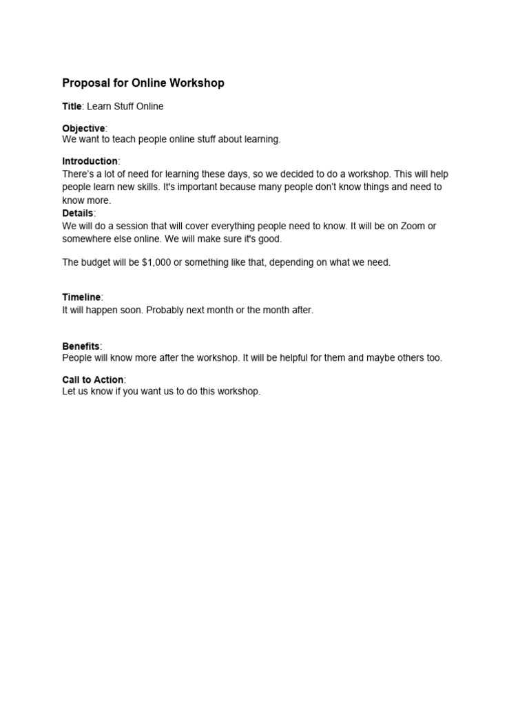 A Poorly Written Proposal Example. | PDF