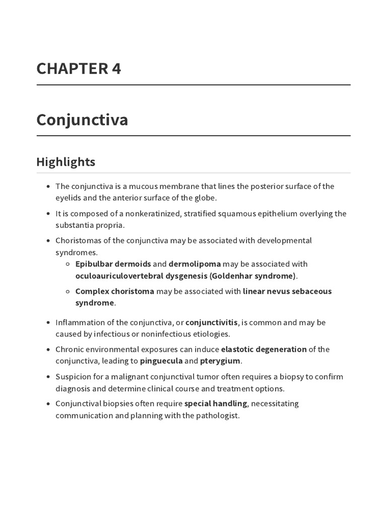 Conjunctiva: Structure, Disorders, and Biopsy | PDF | Infection ...