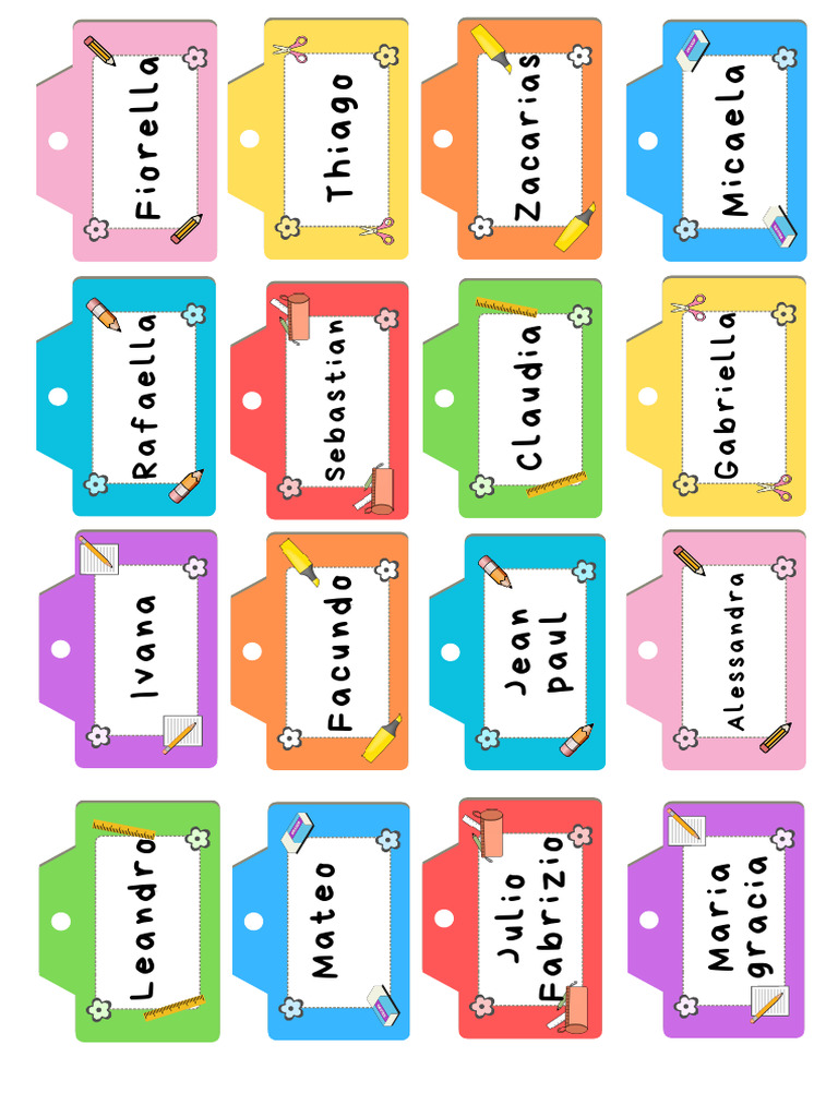 Geometric Playful Name Student Label | PDF