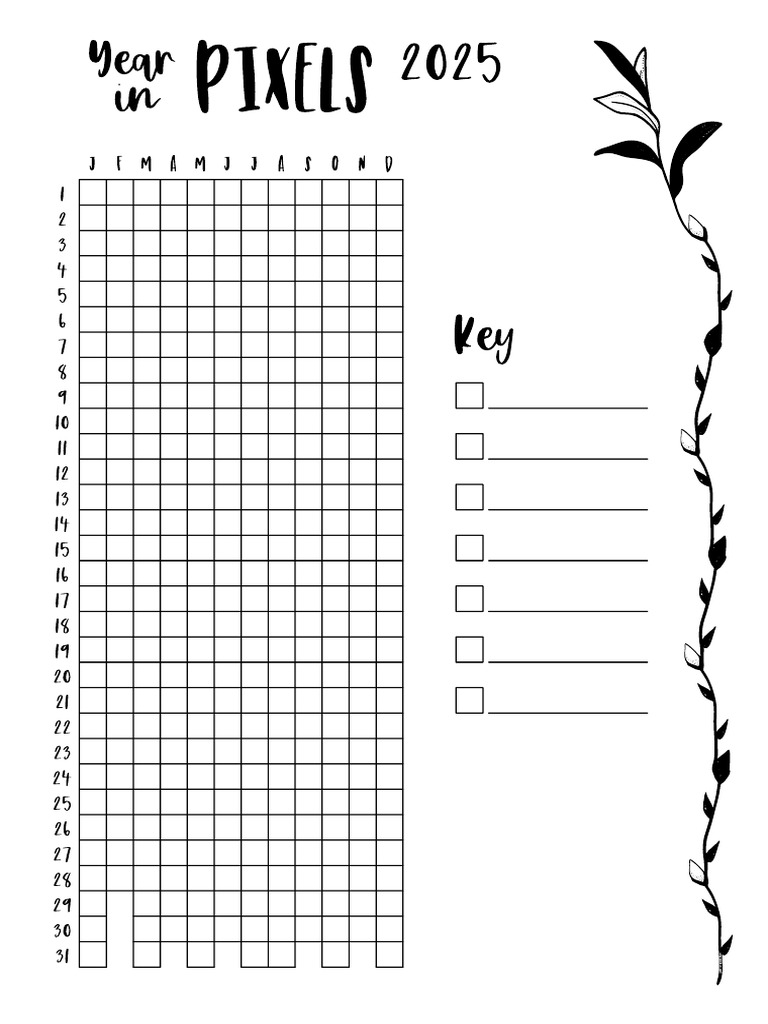 Year in Pixels 2025 A4 Floral | PDF